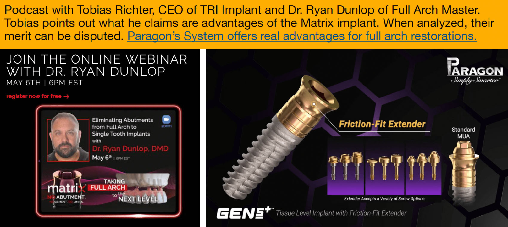 Shortcomings of TRI-Dental’s® Matrix Implant – Paragon Implant