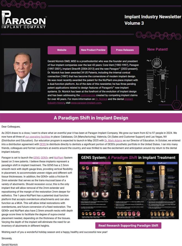 Newsletter Volume 1 – Paragon Implant