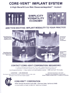 Core-Vent Implant System 1983 – Paragon Implant