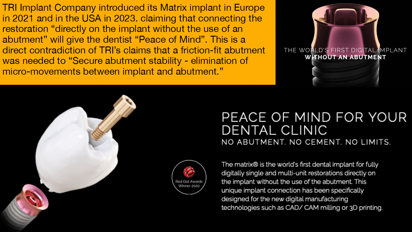Shortcomings of TRI-Dental’s® Matrix Implant – Paragon Implant